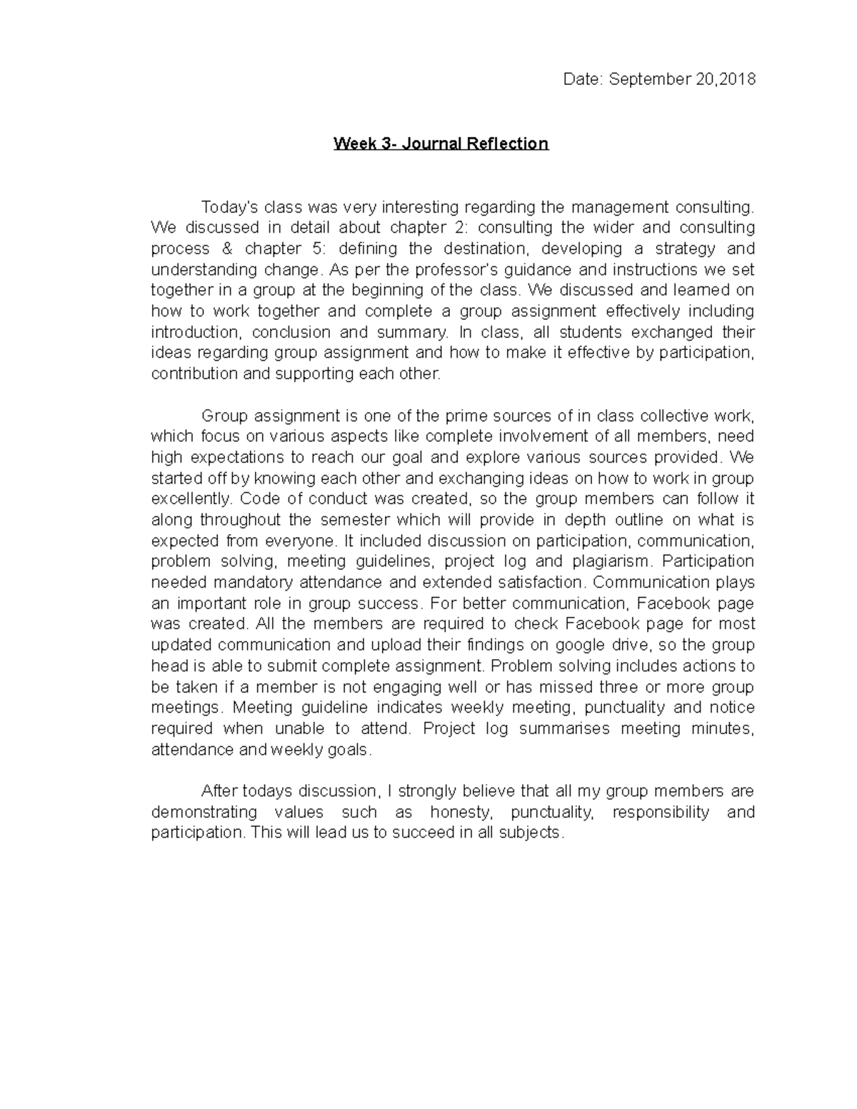 Journal-3 - Reflection Topic 3 - Date: September 20,2018 Week 3 ...