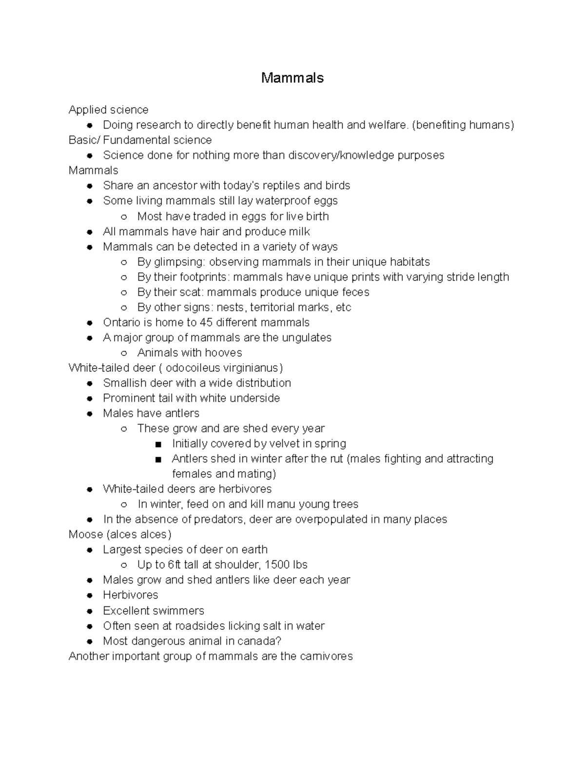Mammals - Mammals Applied science Doing research to directly benefit ...