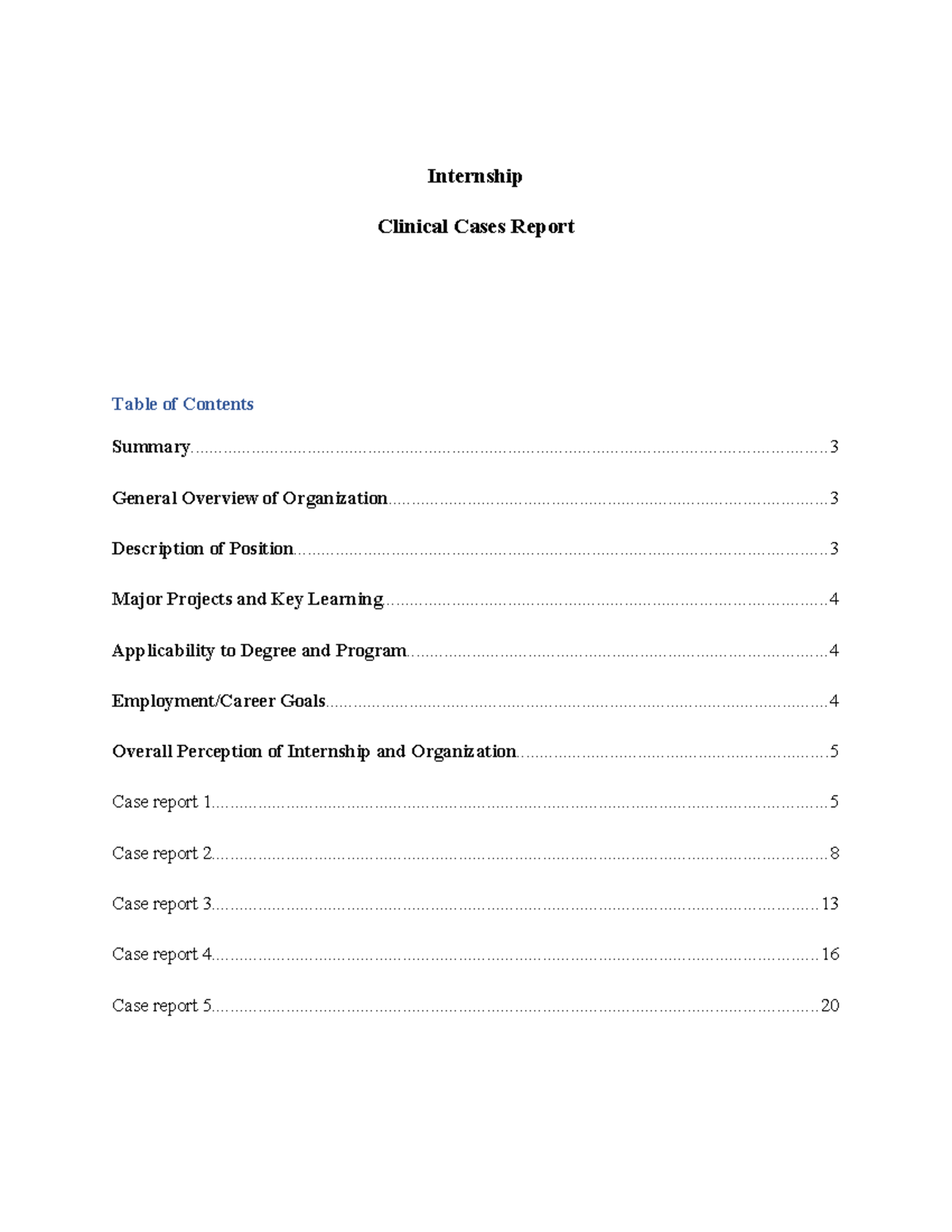 Clinical Cases Report - Internship Clinical Cases Report - Studocu