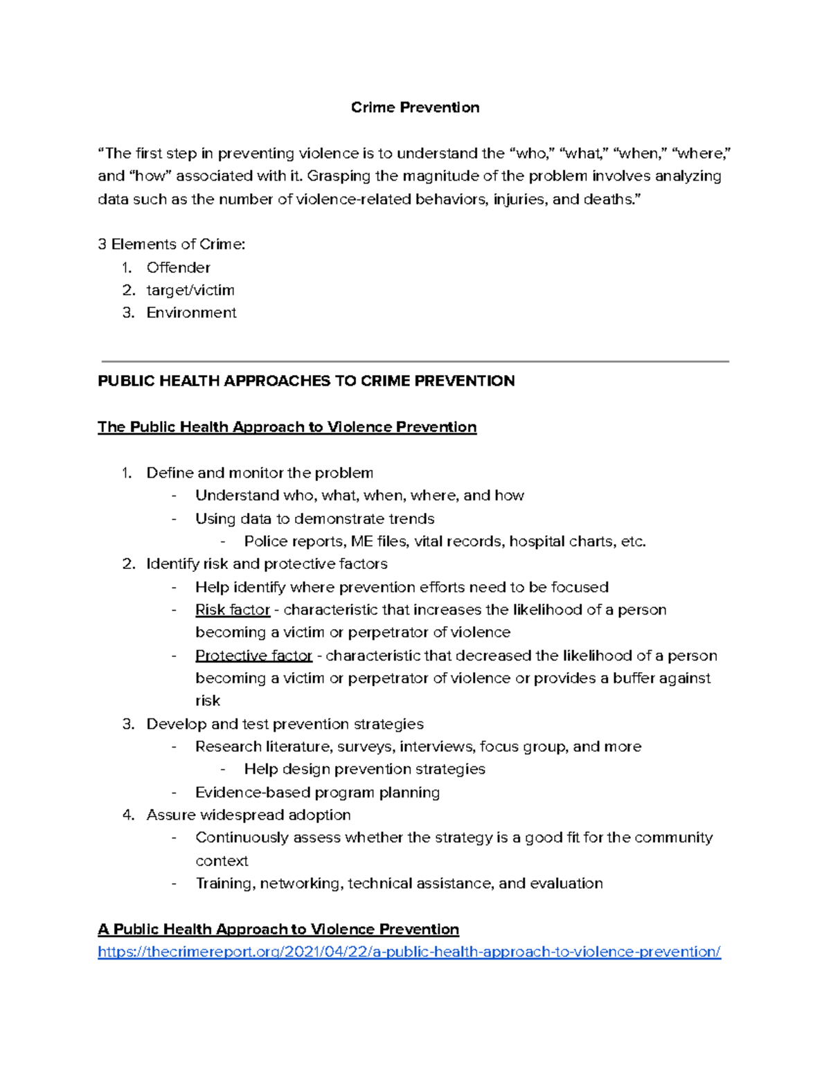 Crime Prevention - Crime Prevention “The first step in preventing ...