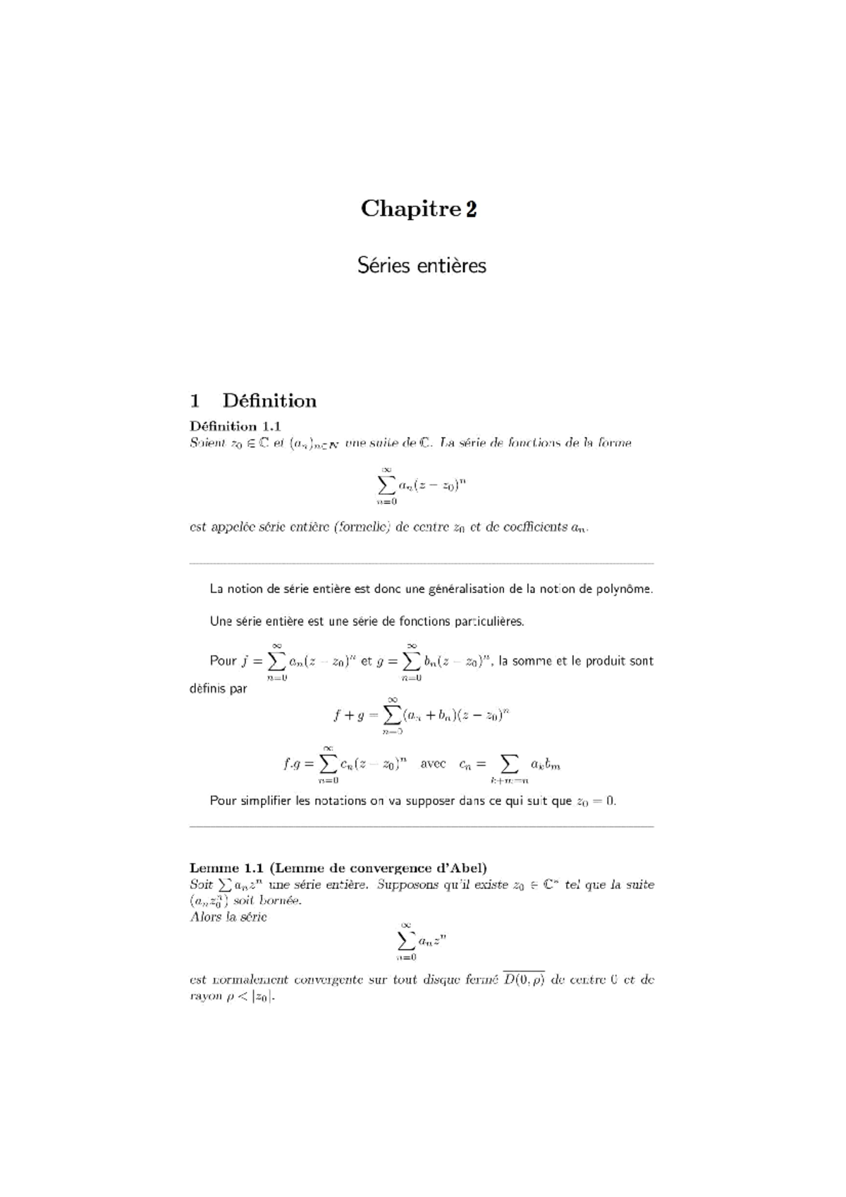 Chap2 - chapitre 02 séries entières - mathématique - Studocu