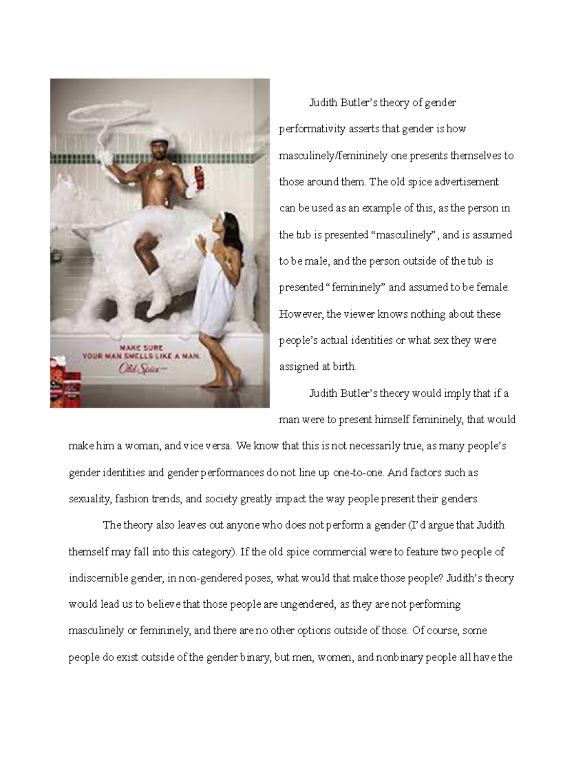 GN100 Response #2 - Judith Butler’s theory of gender performativity ...