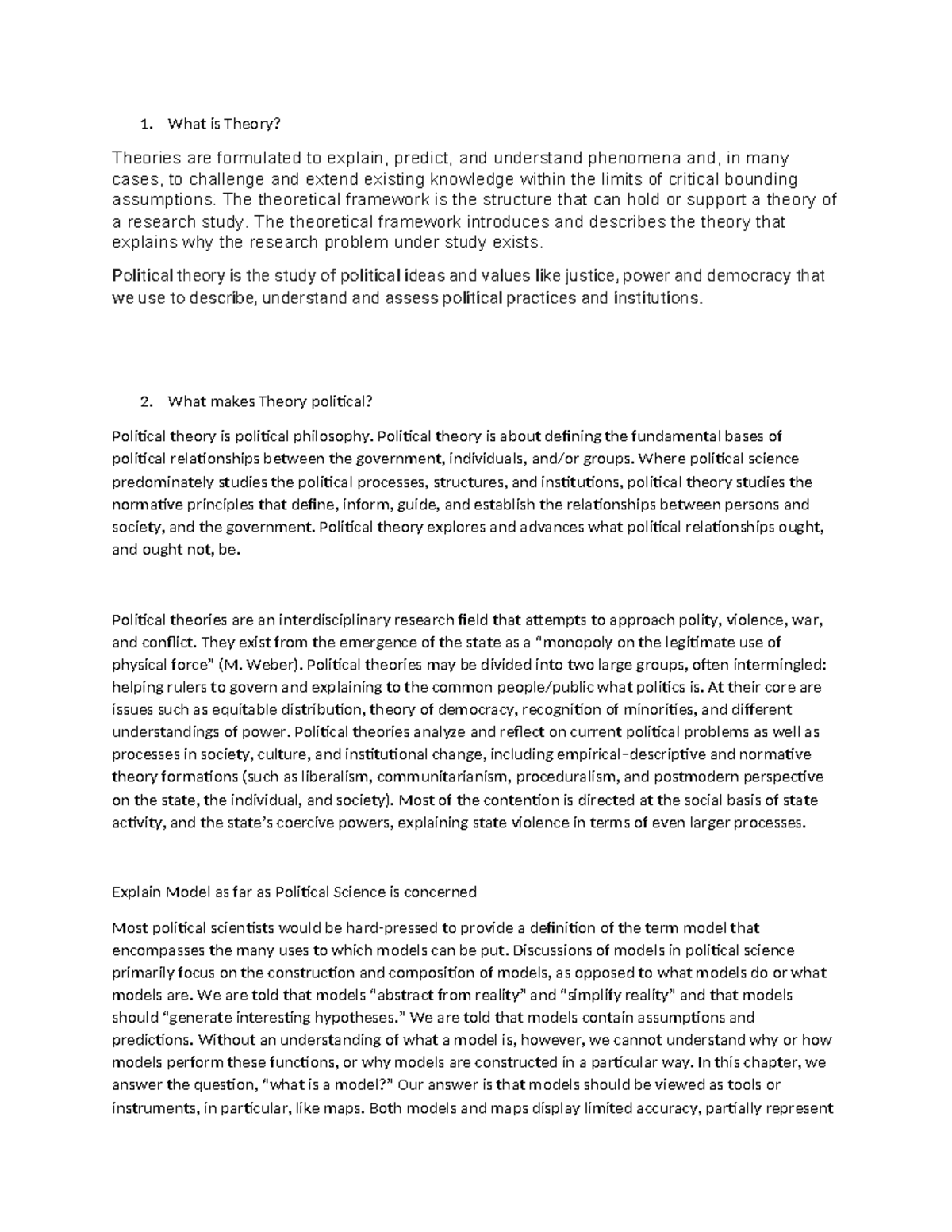 Political Theory assignment - What is Theory? Theories are formulated ...