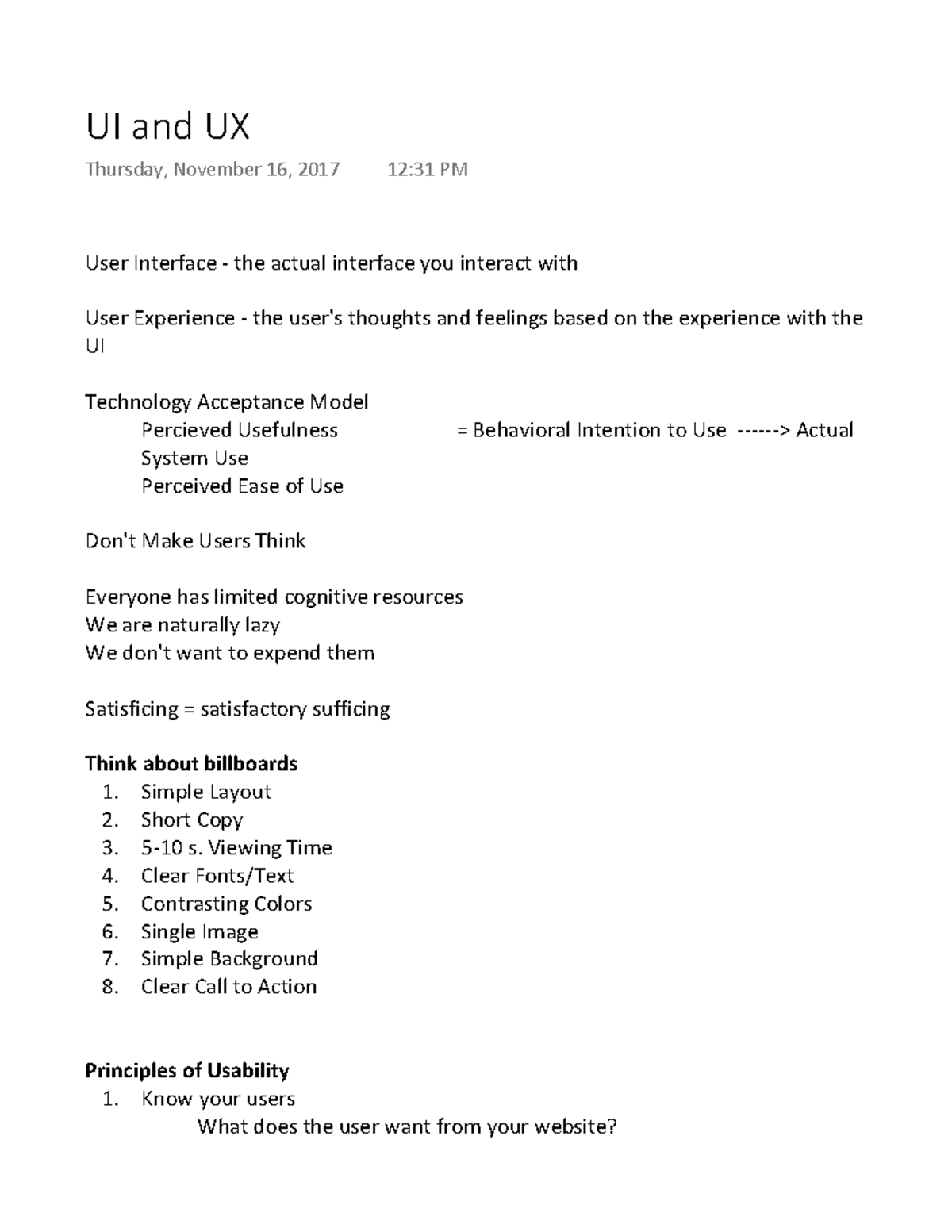 UI and UX - Lecture notes 15 - UI and UX Thursday, November 16, 2017 12 ...