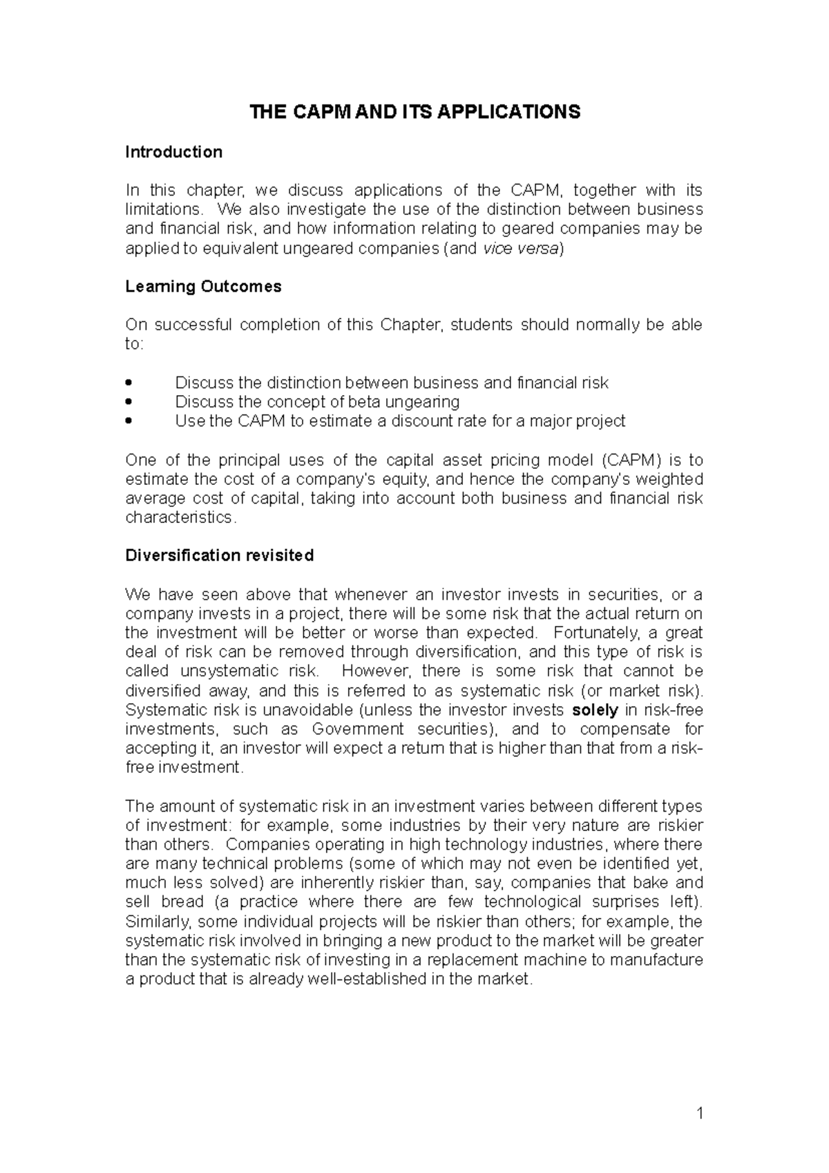 EM4001 Wk 10 2017 Capital Asset Pricing Model THE CAPM AND ITS em4001-wk-10-2017-capital-asset-pricing-model-the-capm-and-its