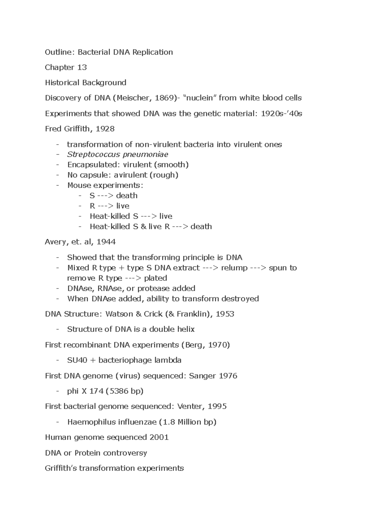 General Microbiology Exam 2 - Outline: Bacterial DNA Replication ...