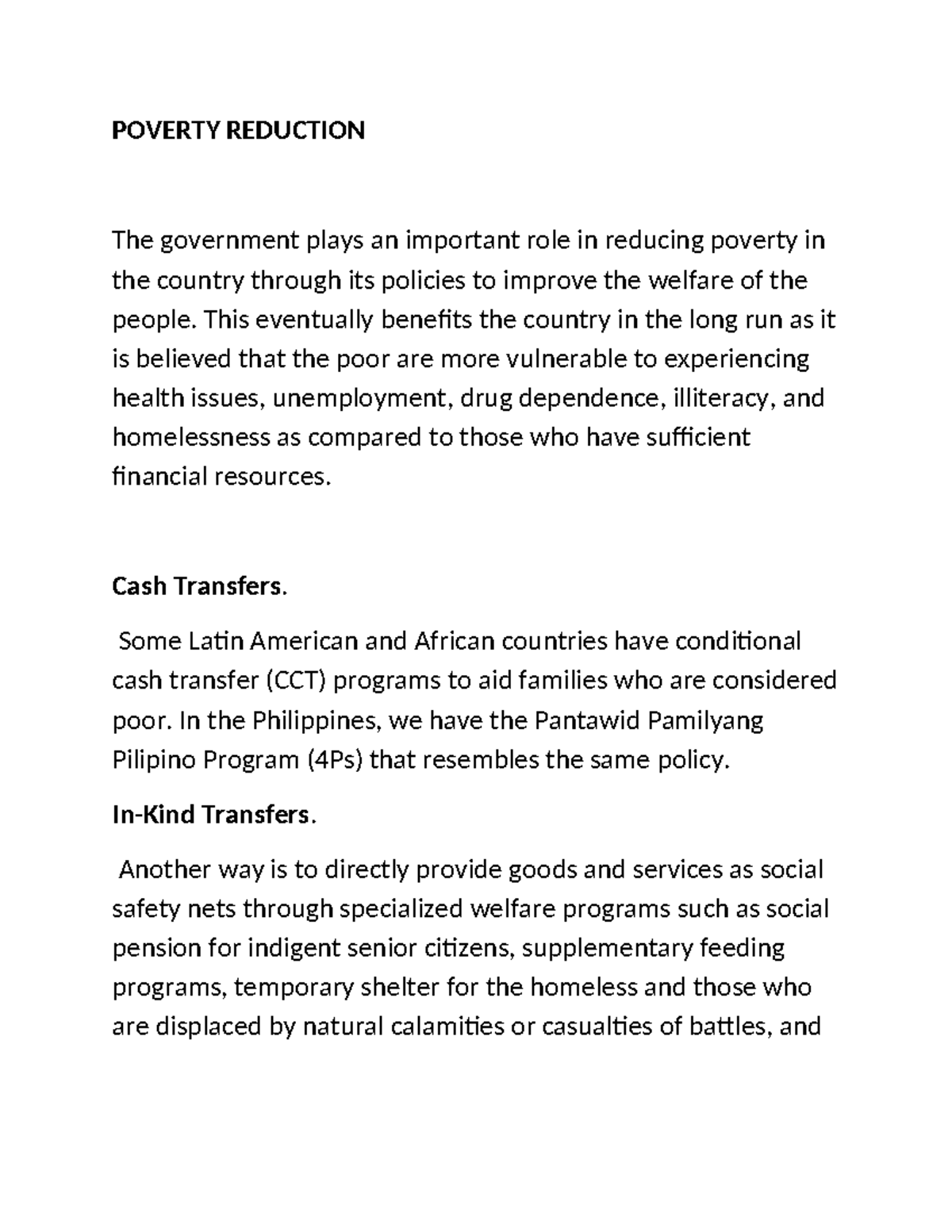 Poverty Reduction-WPS Office last part - POVERTY REDUCTION The ...