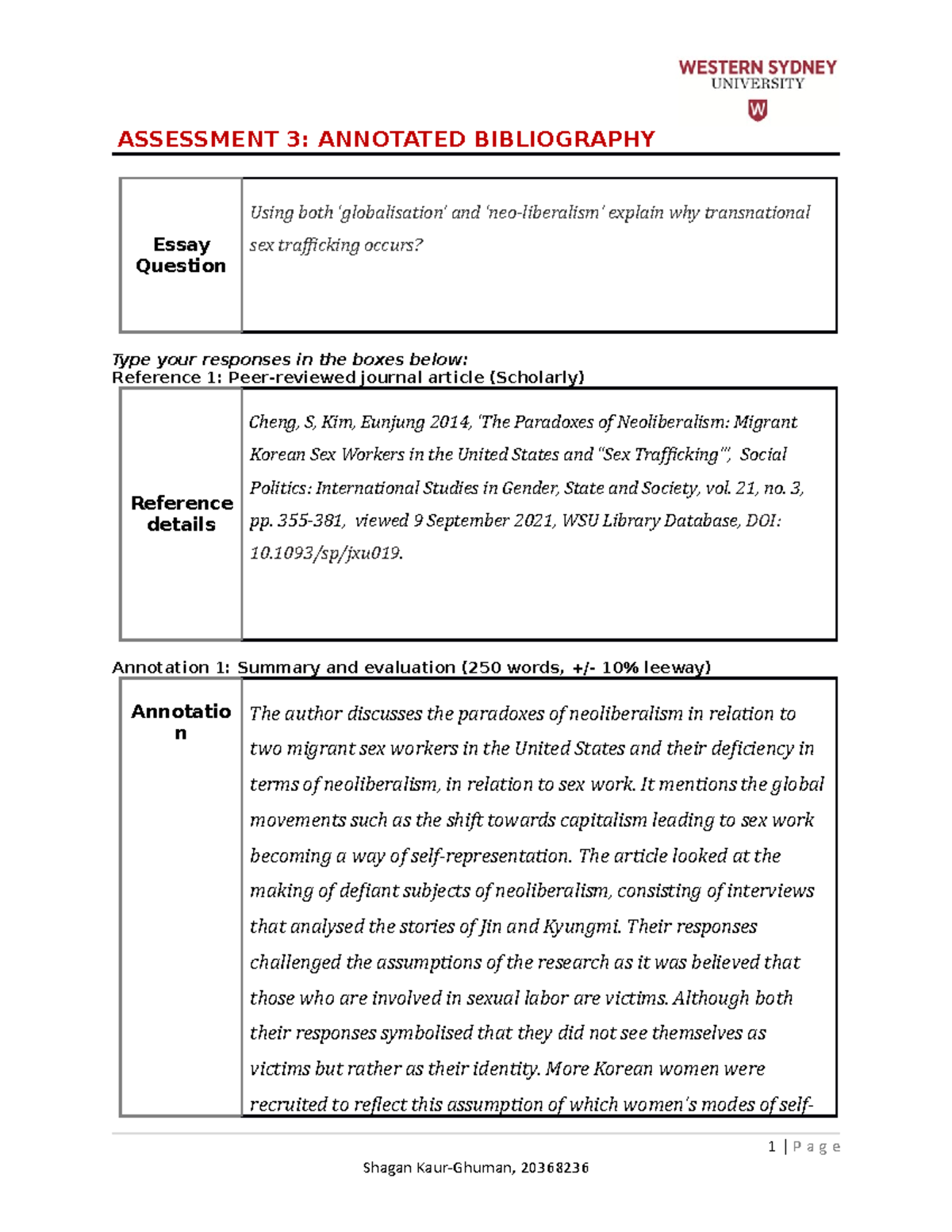 Annotated Bibliography Crime & Deviance - ASSESSMENT 3: ANNOTATED ...
