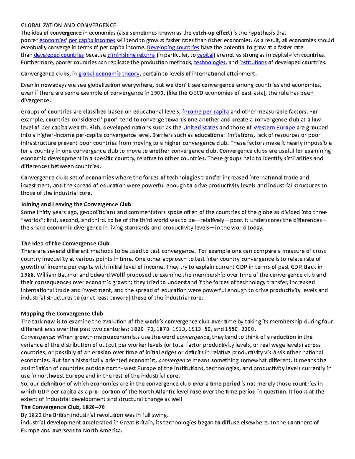 Globalization AND Convergence - GLOBALIZATION AND CONVERGENCE The idea ...