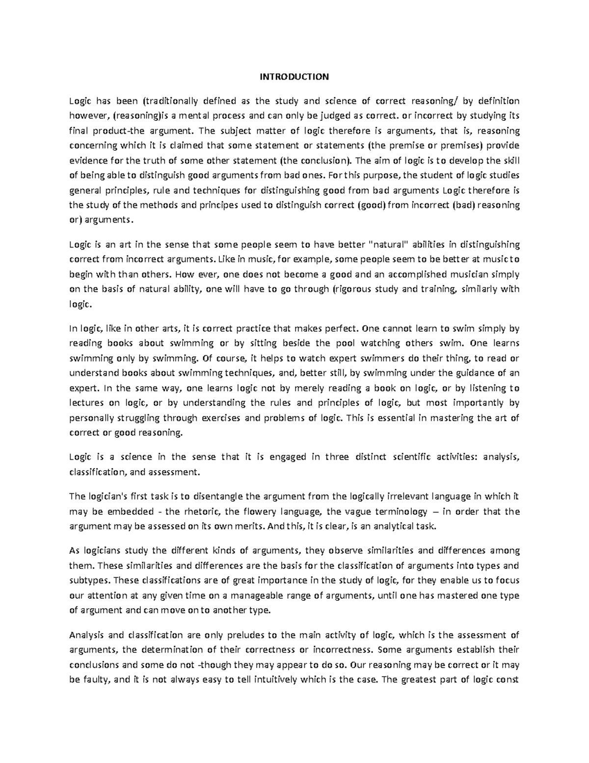 Basic-Logic - Introduction to Logic and Critical Thinking - INTRODUCTION Logic has been - Studocu