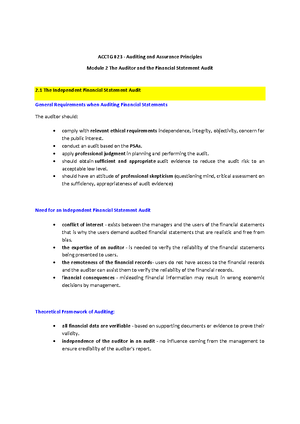 Module-5- Auditing - Module 5 Audit Sampling and Completing the Audit 5 ...