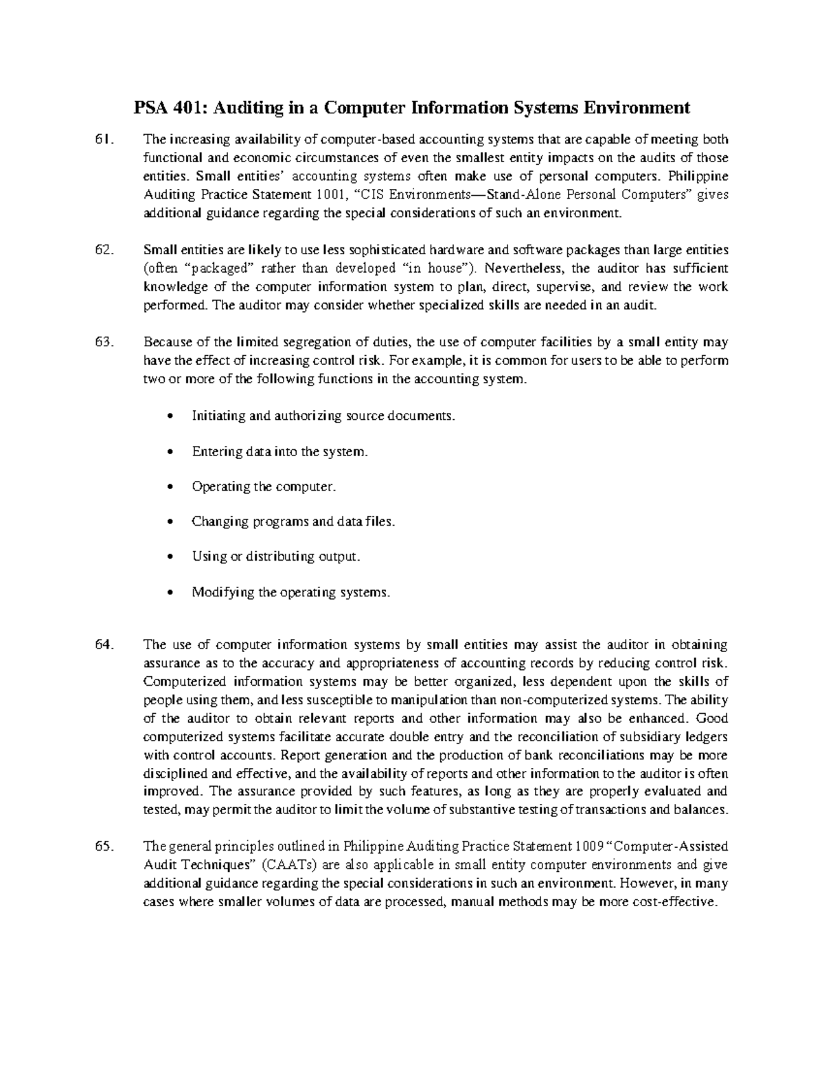 Assignment-6- Readings. CIS Environments PAPS 1001-10009 - PSA 401: Auditing in a Computer - Studocu
