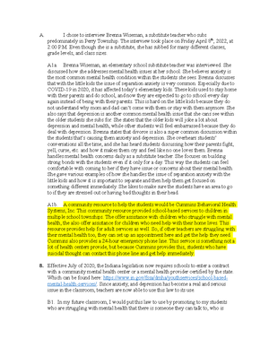 D090 Task 4 school as a community of care - Fabiola Swenson Mendoza 1 ...