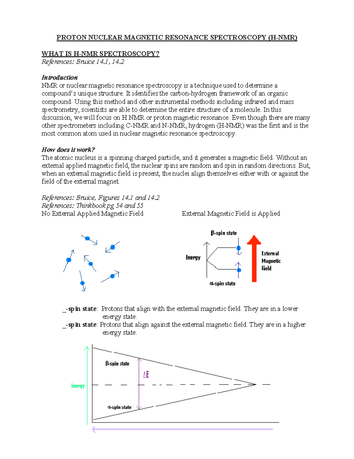 Notes 14C Nmr02 PROTON NUCLEAR MAGNETIC RESONANCE SPECTROSCOPY H NMR