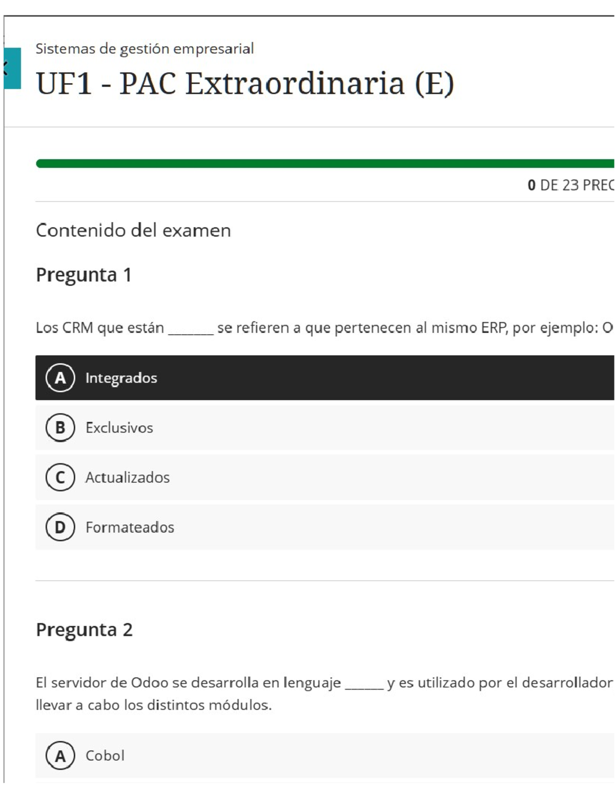 PAC_Extraordinaria UF 1 - Sistemas de gestión empresarial UF1 PAC Extraordinaria (E) 0 DE 23 ...