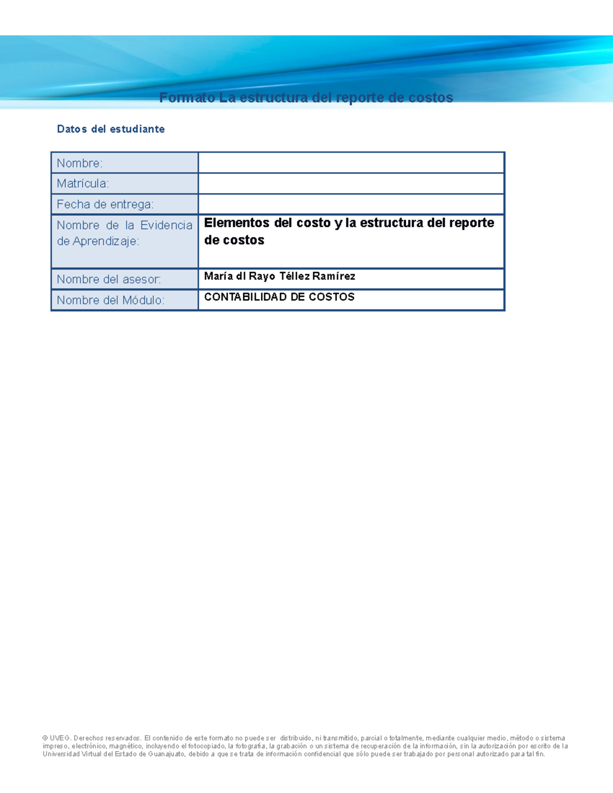 Reporte Contabilidad - Formato La estructura del reporte de costos ...