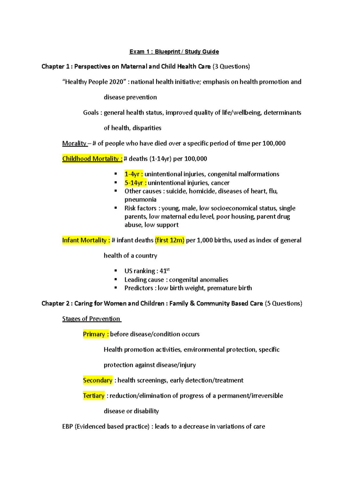 Exam 1 Study Guide - Exam 1 : Blueprint / Study Guide Chapter 1 ...