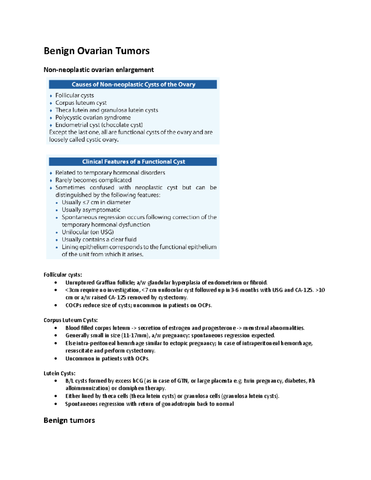 Ovarian Tumors - Summary Bachelors in Medicine and Bachelors in Surgery ...