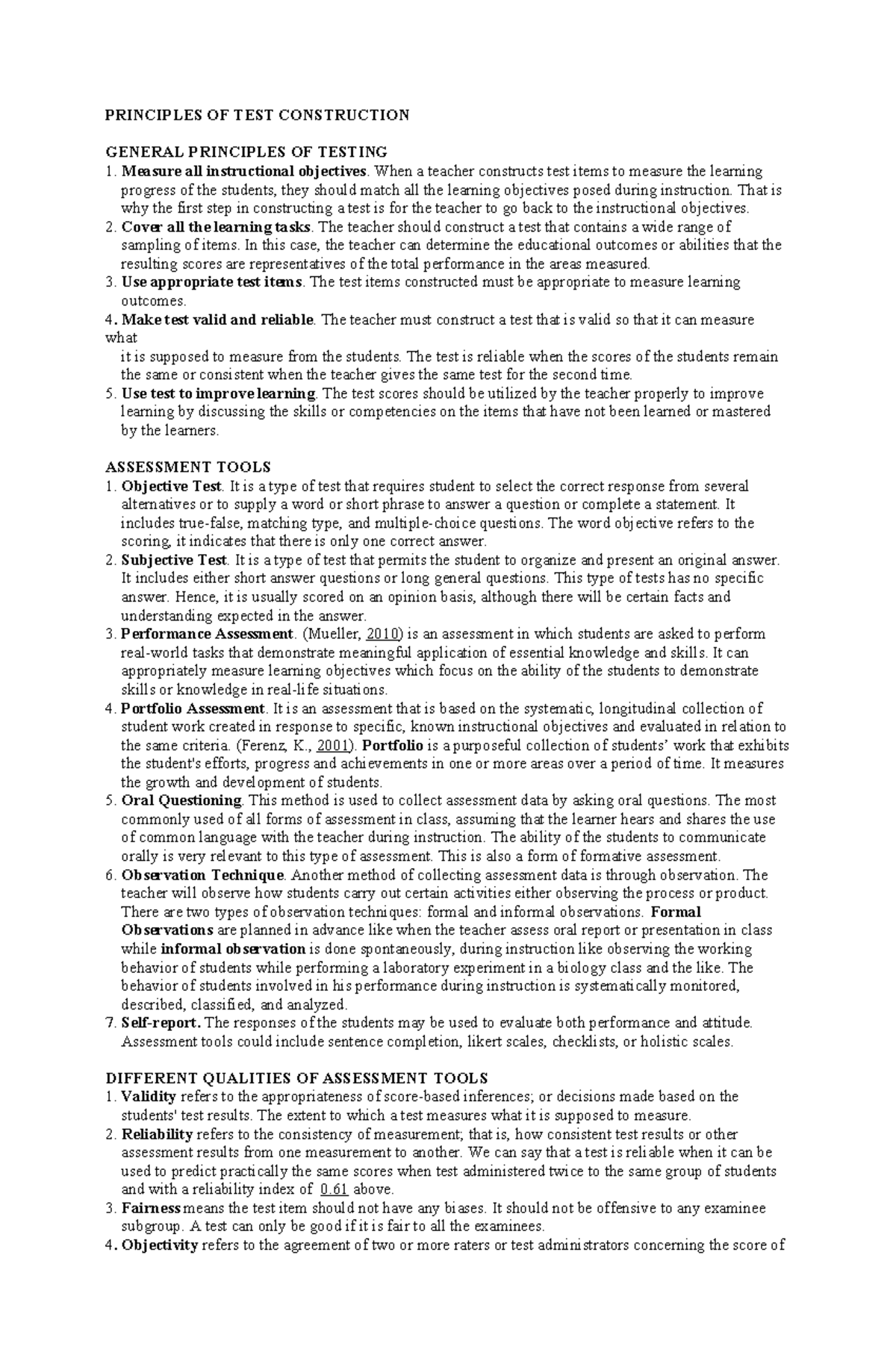 Principles of test con - PRINCIPLES OF TEST CONSTRUCTION GENERAL ...