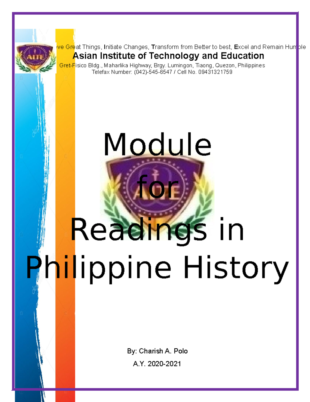 RIPH Midterm Lessons and Activity Sheet - Achieve Great Things, Initiate Changes, Transform from ...