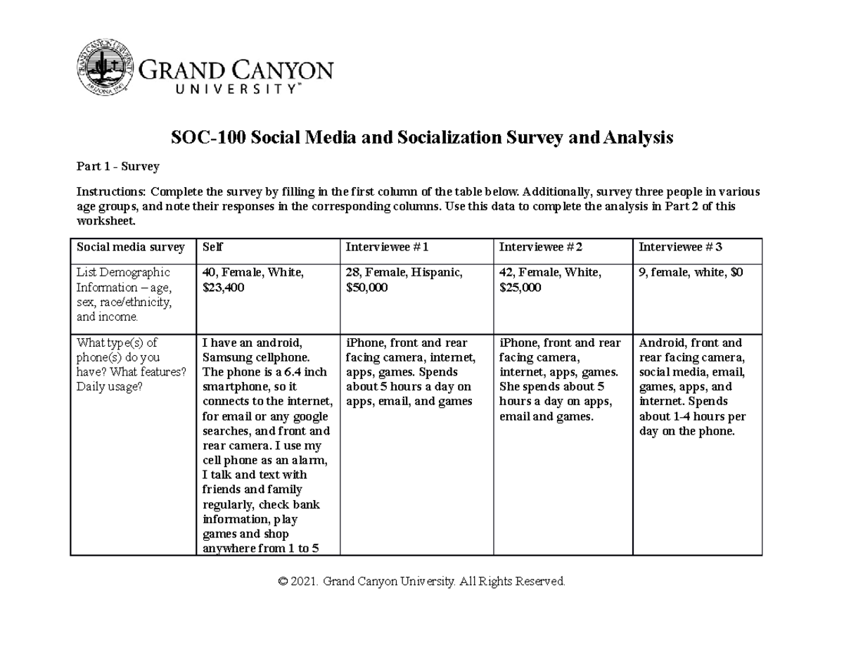 Social Media and Socialization Survey and Analysis - Studocu