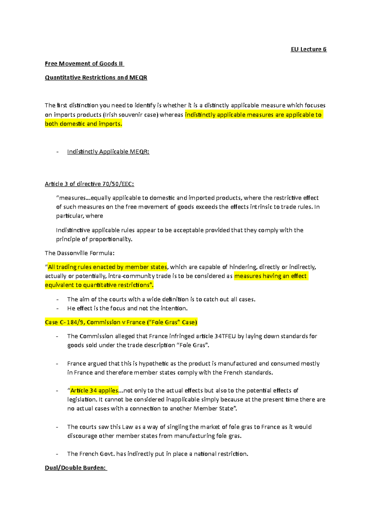 Lecture 6 Quantitative restrictions and MEQR - EU Lecture 6 Free ...