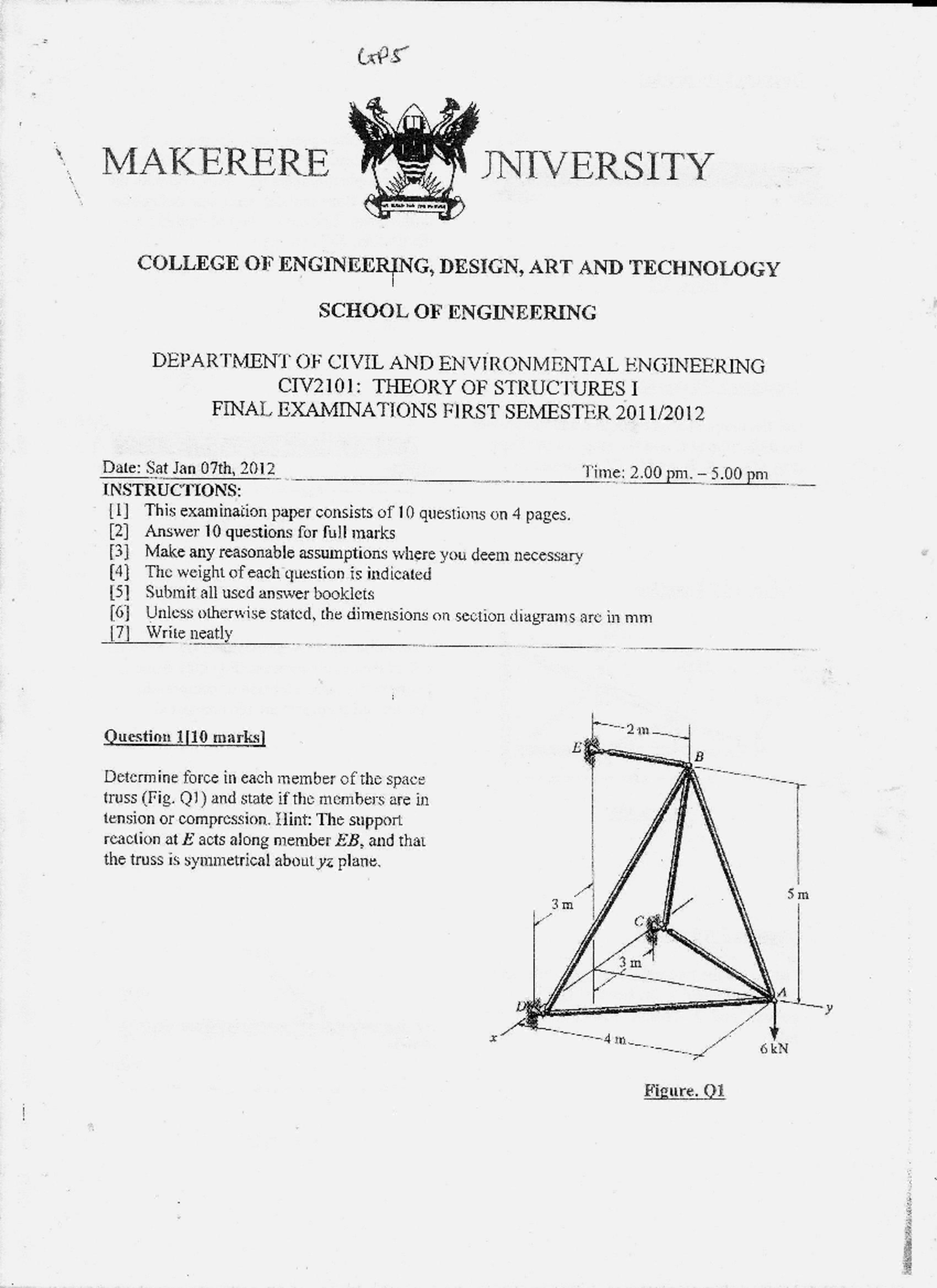 Structure analysis 1-pp - GP5 MAKERERE UNIVERSITY COLLEGE OF ...