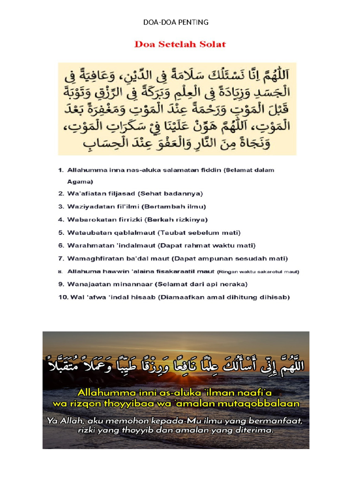 DOA - list of dua - PENTING Doa Setelah Solat dostin Eltim EL raft is ...