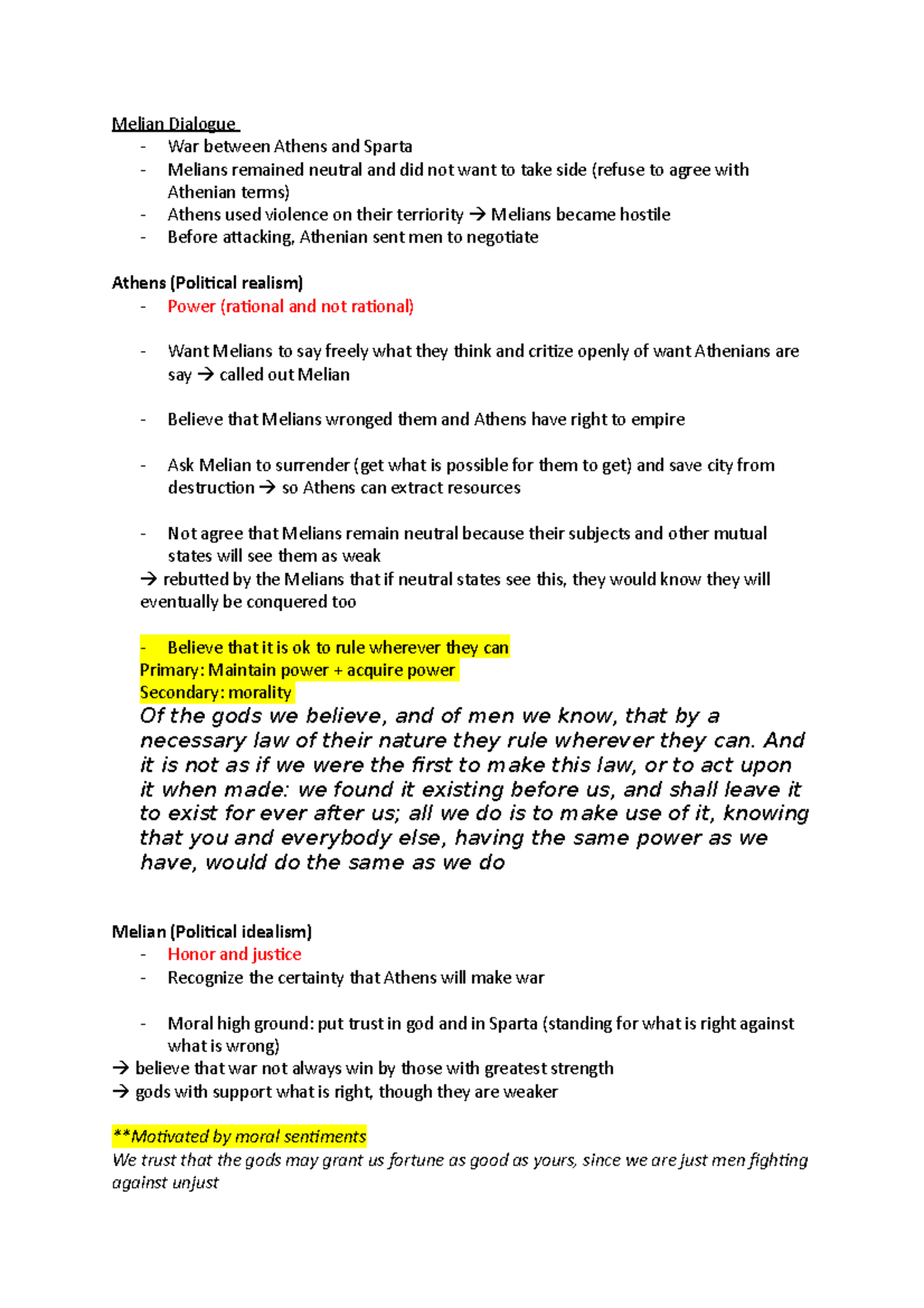 Week 3 -Melian Dialogue reading notes - Melian Dialogue - War between ...