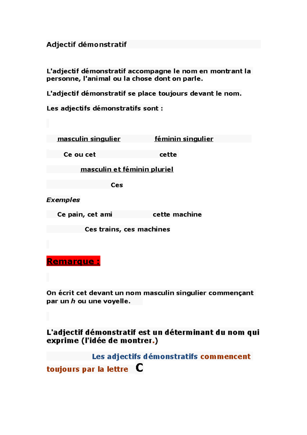 Démonstratif - Adjectif démonstratif L'adjectif démonstratif accompagne ...