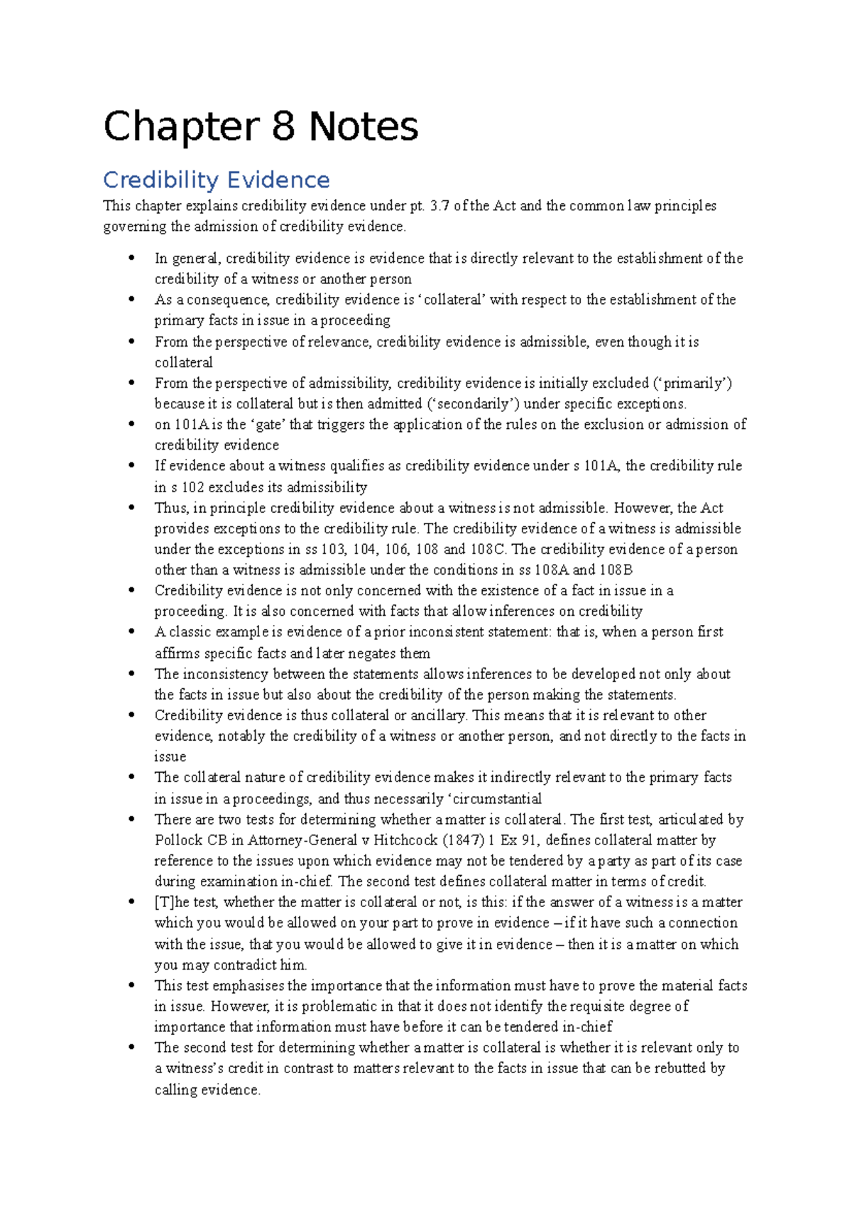 Chapter 8 Notes - Credibility - Chapter 8 Notes Credibility Evidence ...