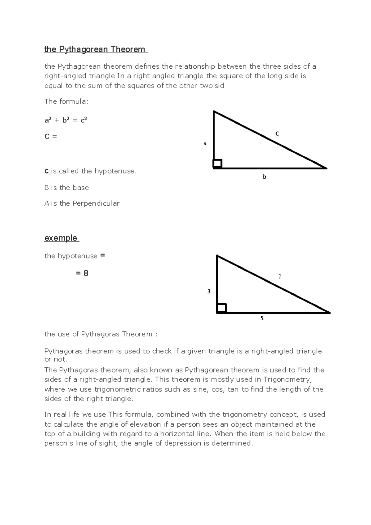 The Pythagorean Theorem - the Pythagorean Theorem the Pythagorean ...
