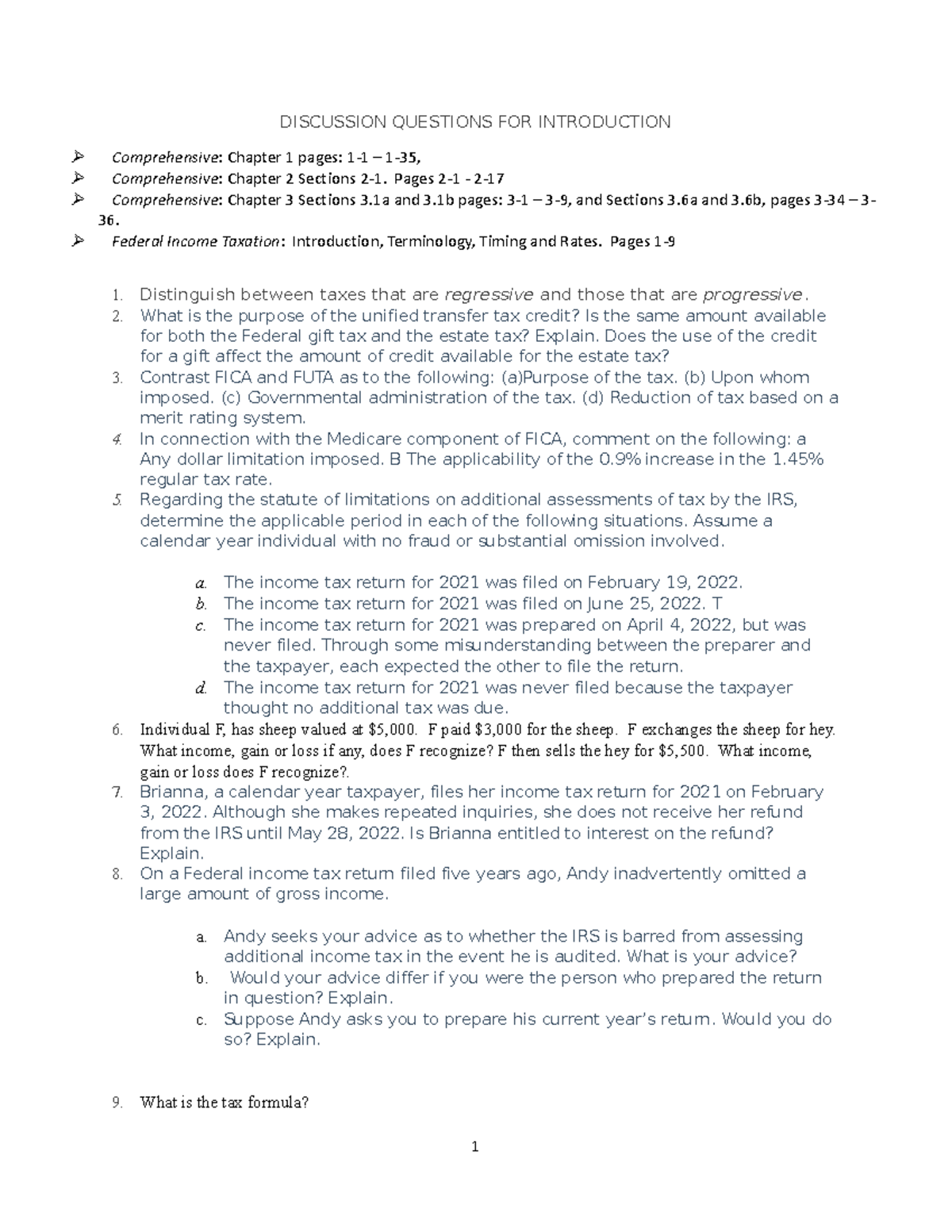 Discussion Questions FOR Introduction - DISCUSSION QUESTIONS FOR ...