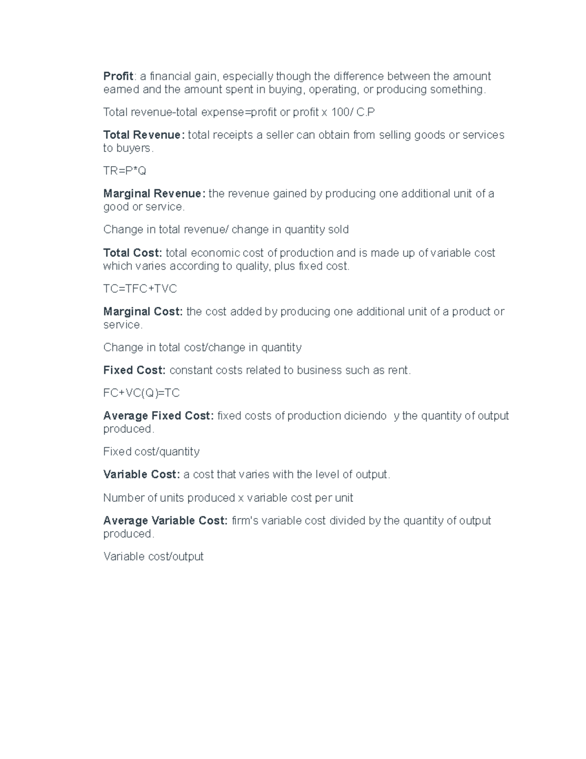 Ag definitions - Profit : a financial gain, especially though the ...