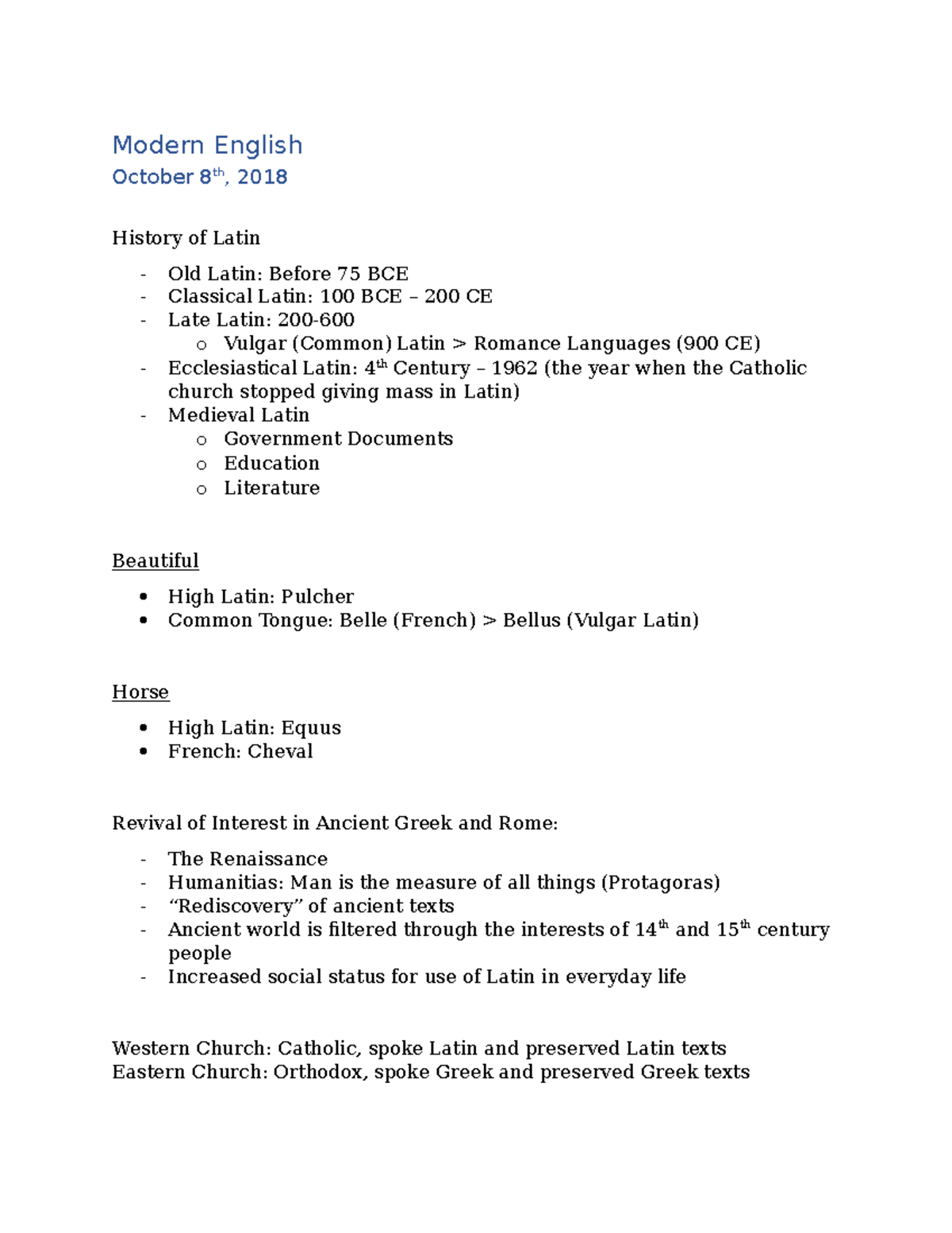 Classics 225 Modern English - Modern English October 8th, 2018 History ...