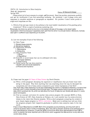 Data 115 HW2-1 - I hope this helps! - DATA 115: Introduction to Data Analytics Week #2 ...
