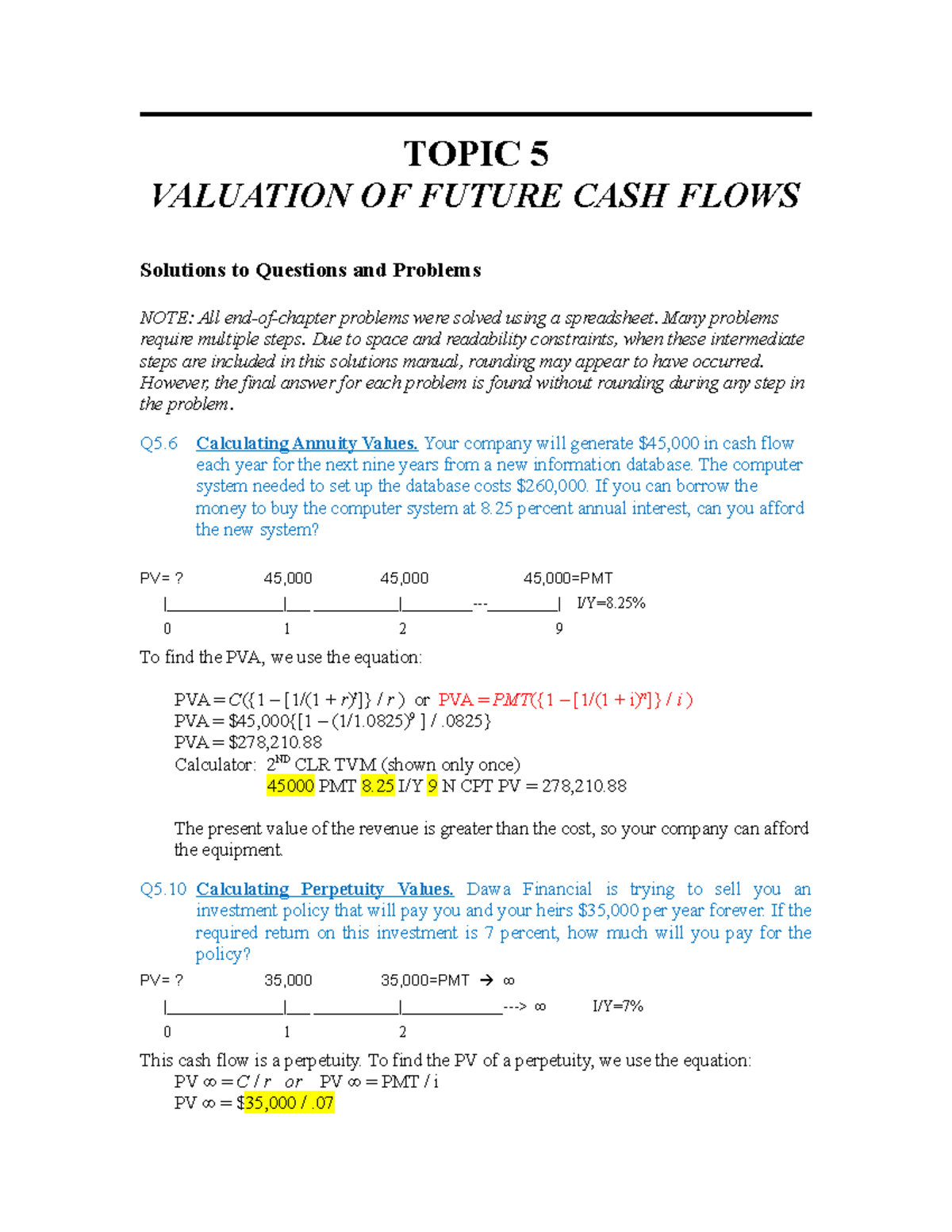 Topic 5 - Valuation of Future Cashflows - TOPIC 5 VALUATION OF FUTURE ...