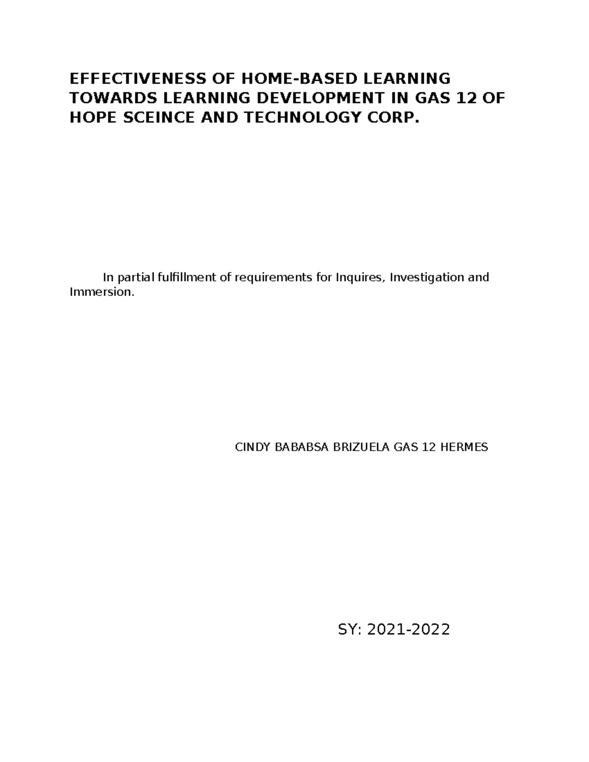 Effectiveness OF HOME - EFFECTIVENESS OF HOME-BASED LEARNING TOWARDS ...