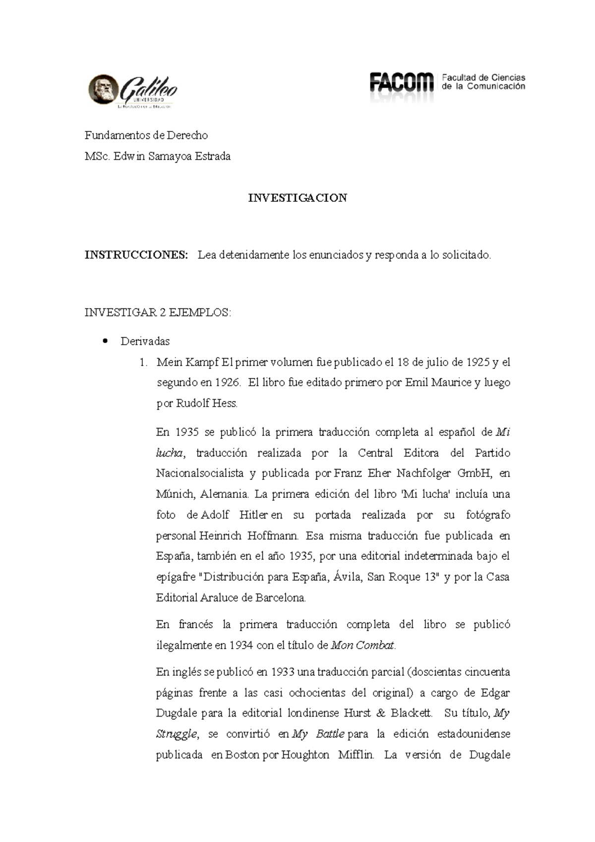 Ejemplos - Fundamentos de Derecho MSc. Edwin Samayoa Estrada ...