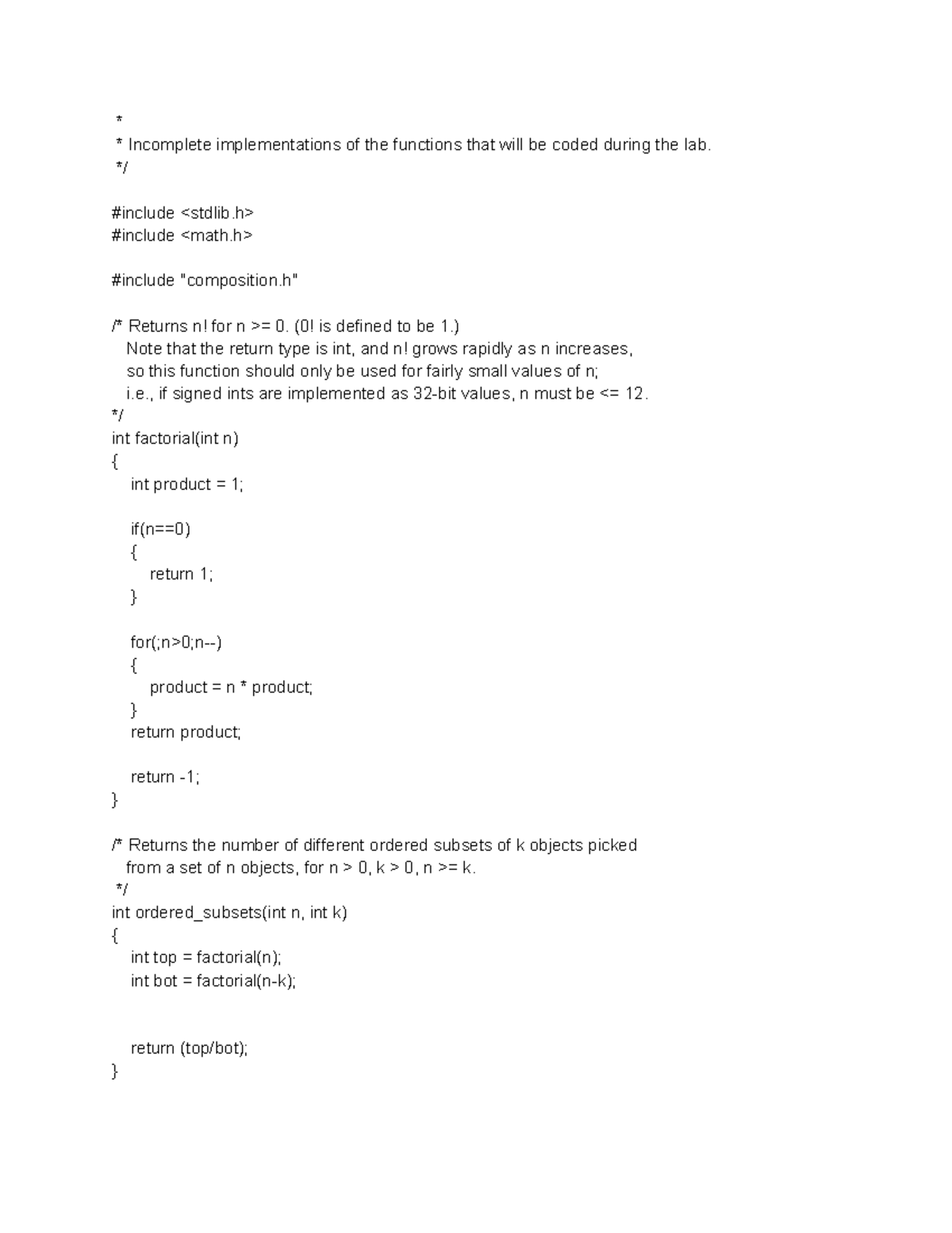 Sysc 2006 Lab 3 Part 2 Lab Incomplete Implementations Of The Functions That Will Be Coded