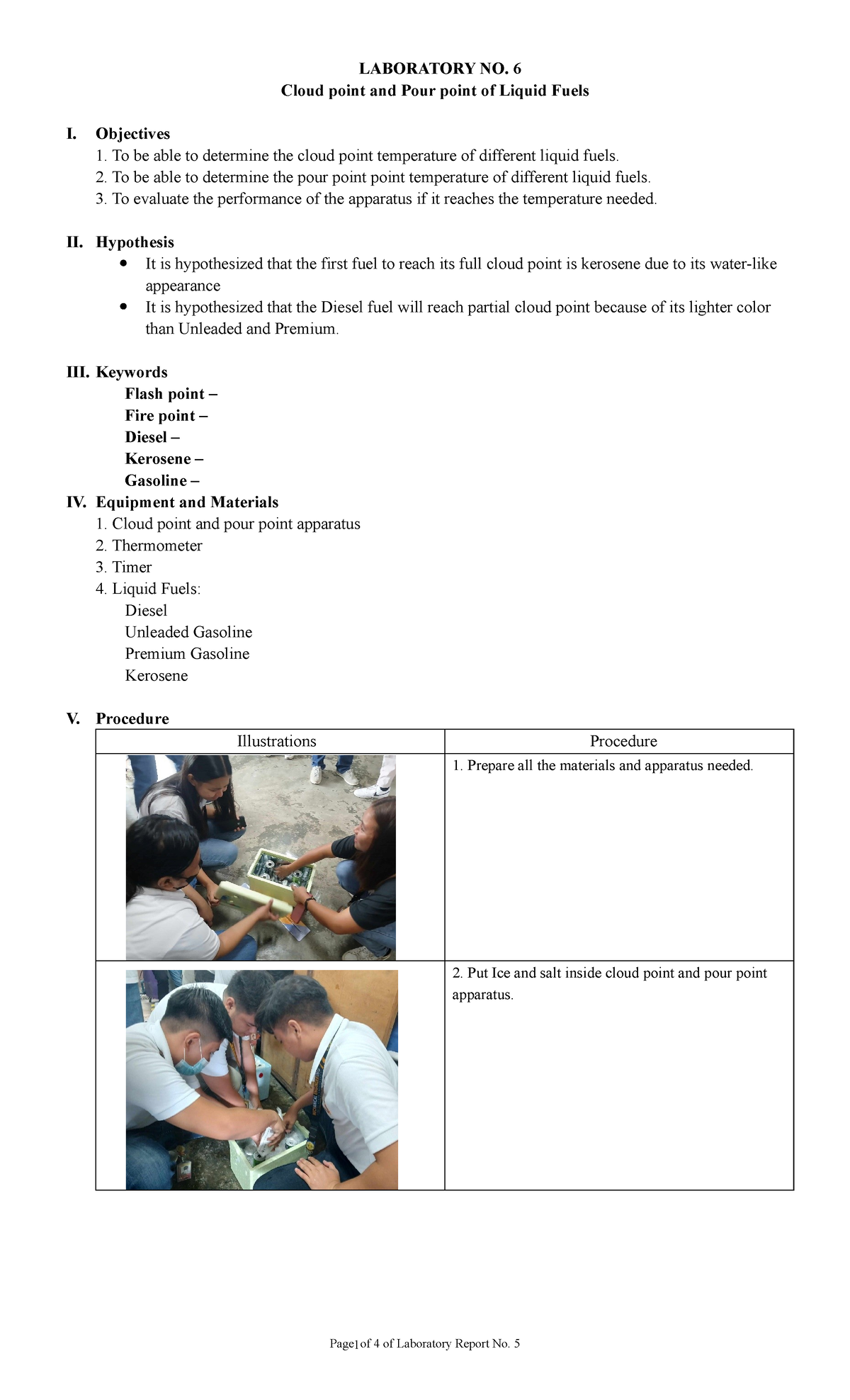 Laboratory-6 - looop - 1 LABORATORY NO. 6 Cloud point and Pour point of ...