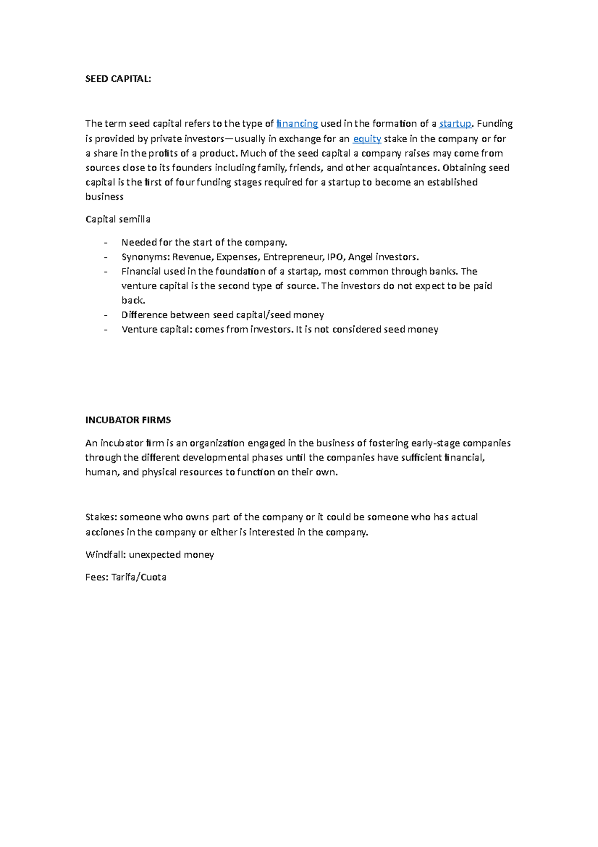 SEED Capital - SEED CAPITAL: The term seed capital refers to the type ...