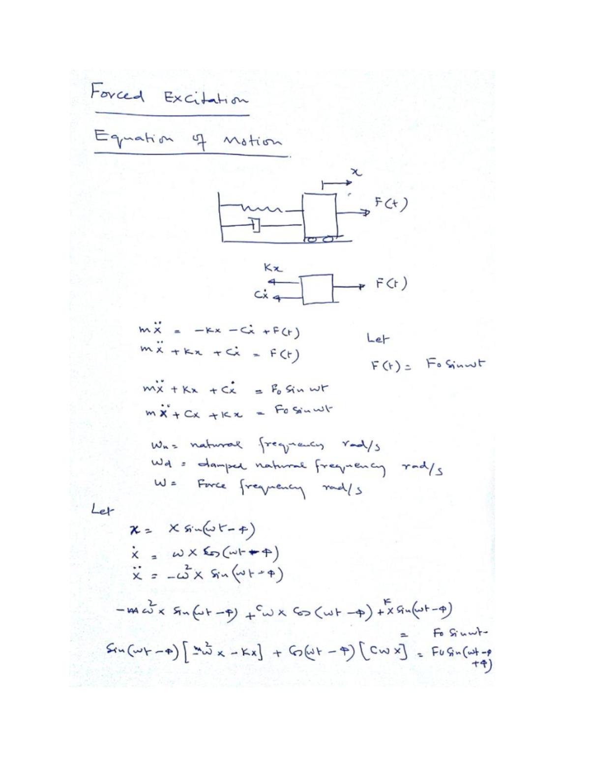 Damped forced vibration SDOF - MECHANICAL ENGINEERING - Studocu