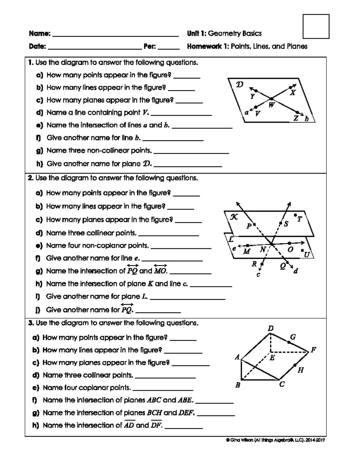 Geometry 1-1 Terms Classwork-3 - Name: Unit 1: Geometry Basics Date ...