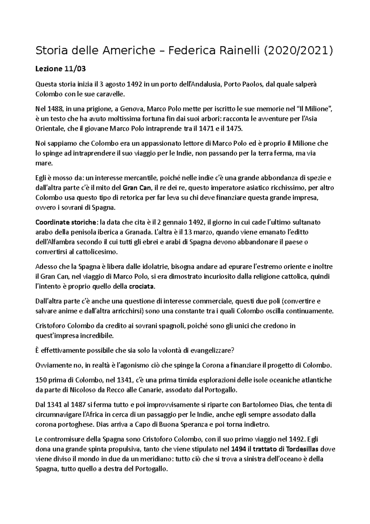 Storia delle Americhe appunti lezioni - Storia delle Americhe ...