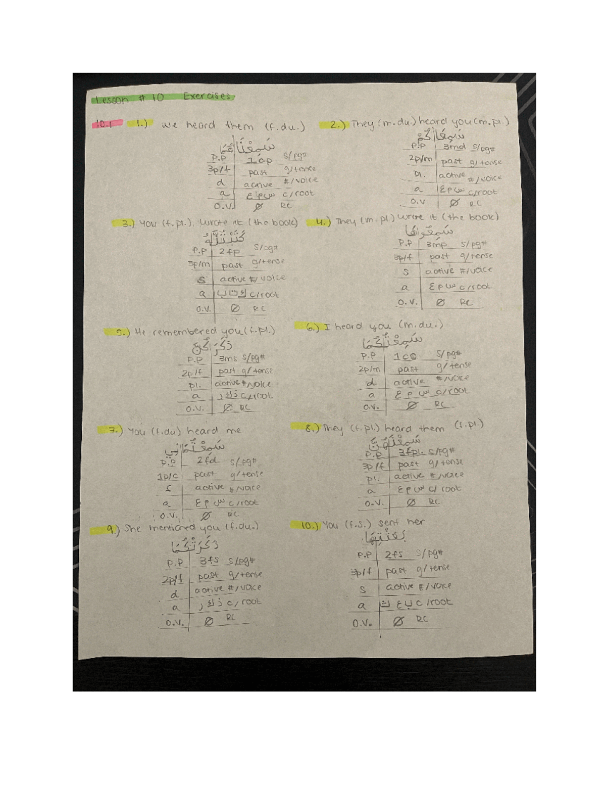 ARBC #1 & #2 Verbs - ARBC 101 - Studocu