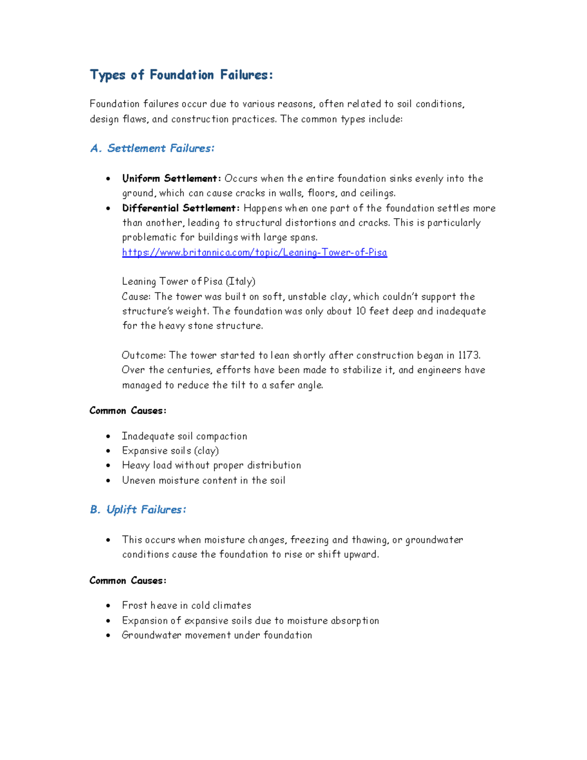 Foundation Failures - 2 - Types of Foundation Failures: Foundation ...