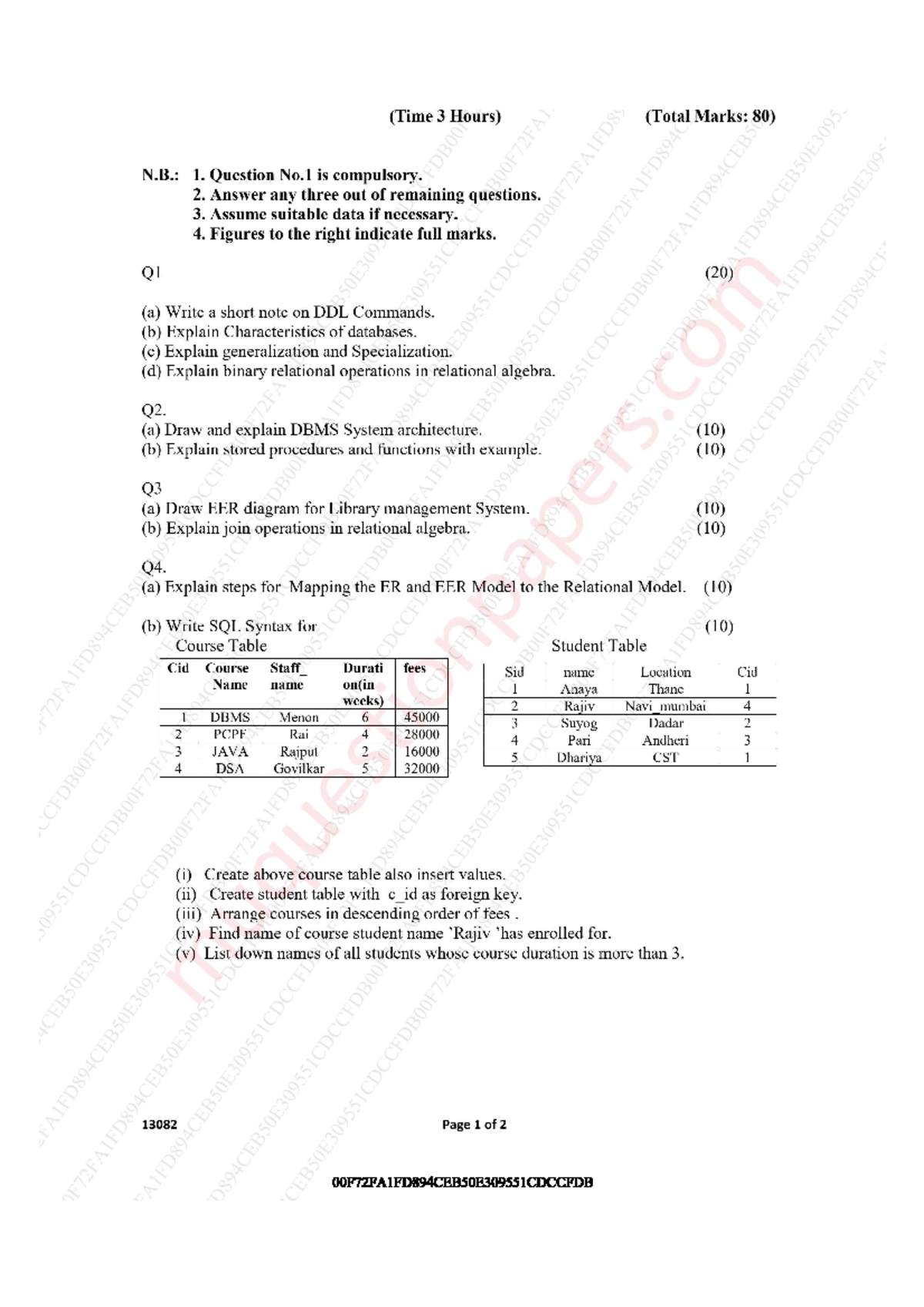 Dbms merged - BE MU IT DBMS 2022 to 2024 pyq - 2 | P a g e Option B ...