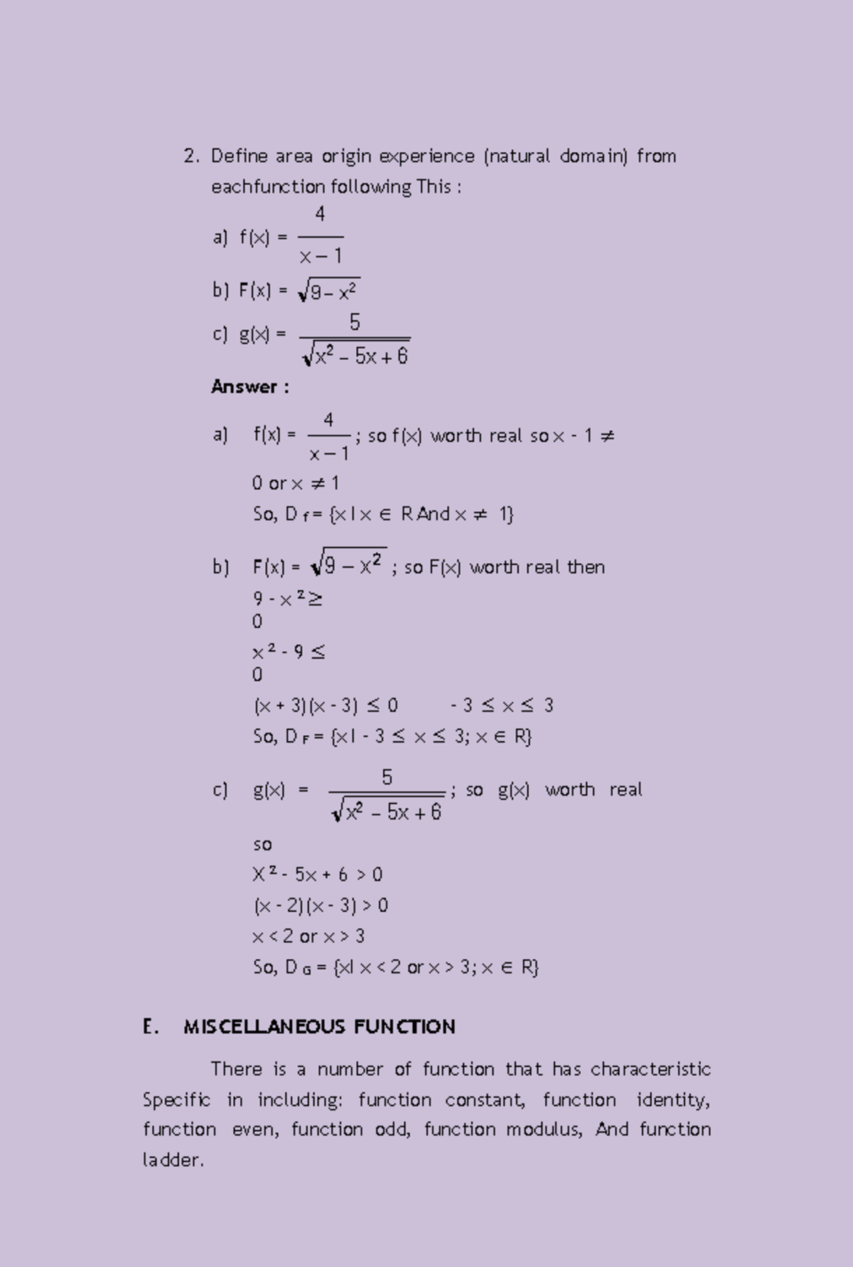Basic foundation in mathematics-64 - 5 x 2 5x 6 2. Define area origin ...