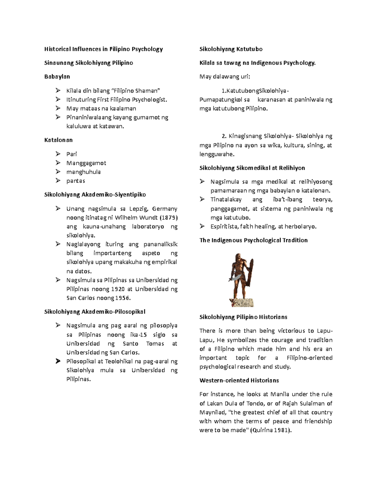 Historical Influences OF Filipino Psychology - Historical Influences in ...
